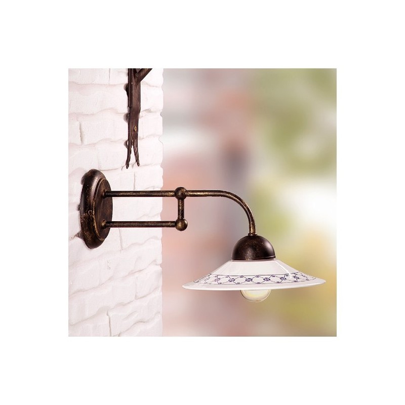 Applique applique en fer forgé avec plaque en céramique rustique ...