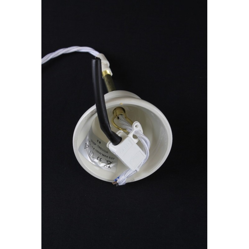 Vintage rustic style pendant lamp holder with braided cable