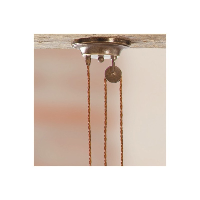 Sliding counterweight for chandelier with brass pulley