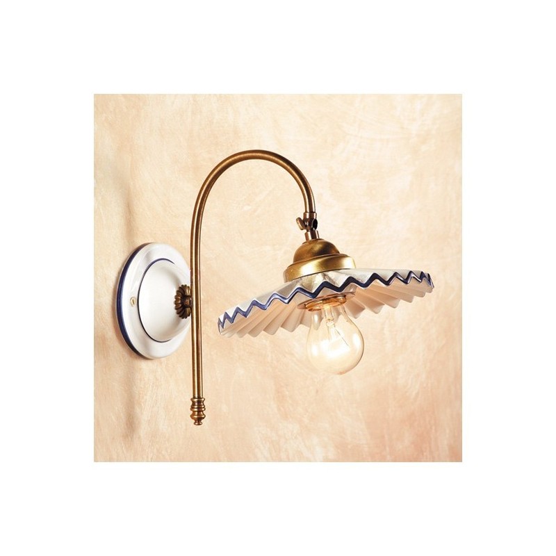 Applique applique en laiton satiné et abat-jour rétro rustique en ...