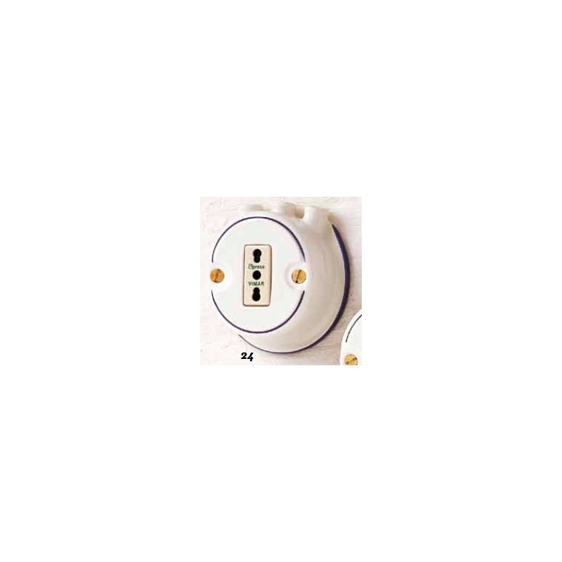 Hand-painted ceramic electrical socket with 3 outlets