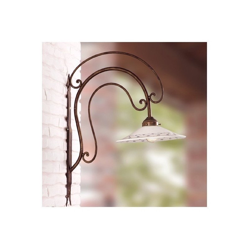 Applique applique en fer forgé avec plaque en céramique rustique ...