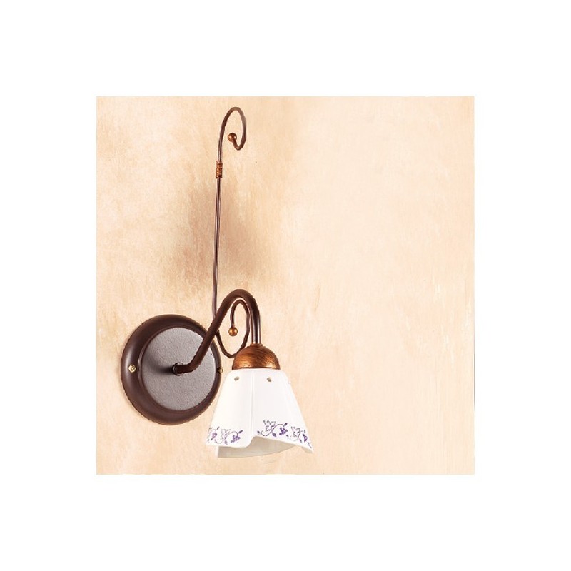 Applique applique en fer forgé avec plaque en céramique rustique ...