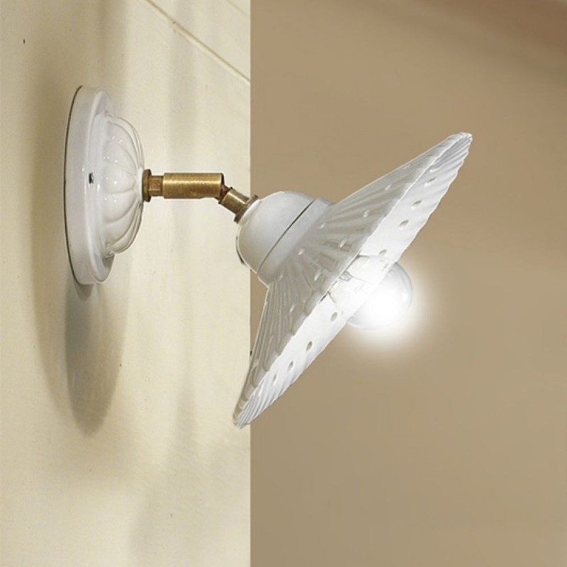 Applique rustique en céramique émaillée blanche avec motif classique Ø ...